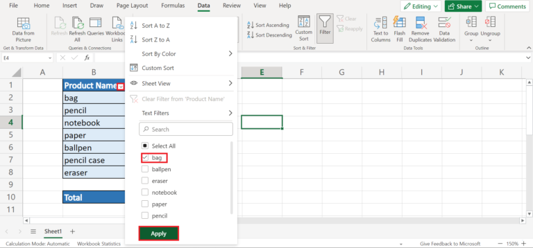How to Sum Filtered Rows in Excel - Sheetaki