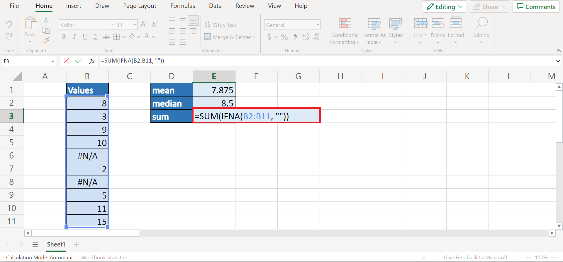 How to Ignore #N/A Values in Excel - Sheetaki