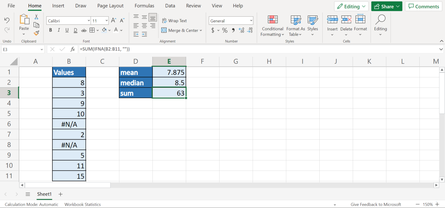 How to Ignore #N/A Values in Excel - Sheetaki