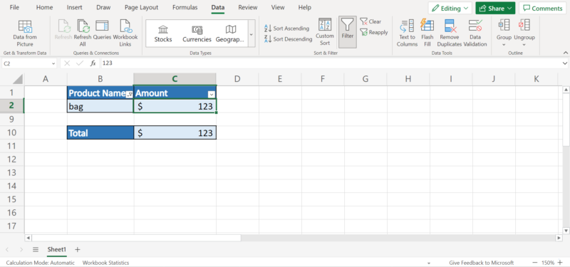 How to Sum Filtered Rows in Excel - Sheetaki