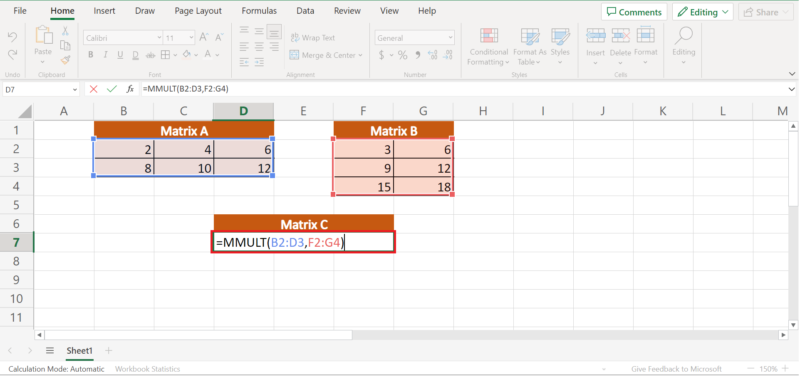 How to Perform Matrix Multiplication in Excel - Sheetaki