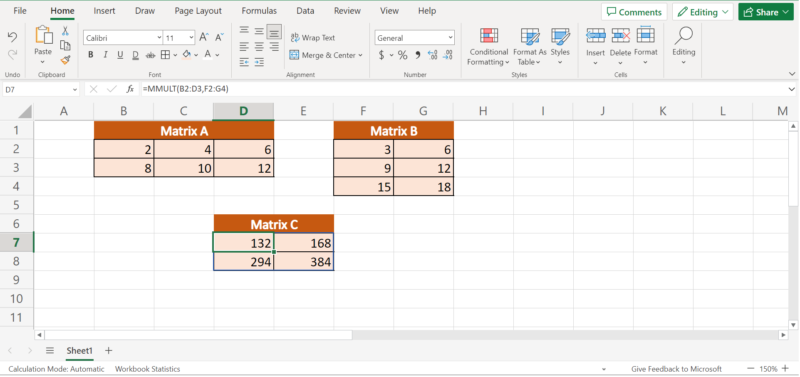 How to Perform Matrix Multiplication in Excel - Sheetaki