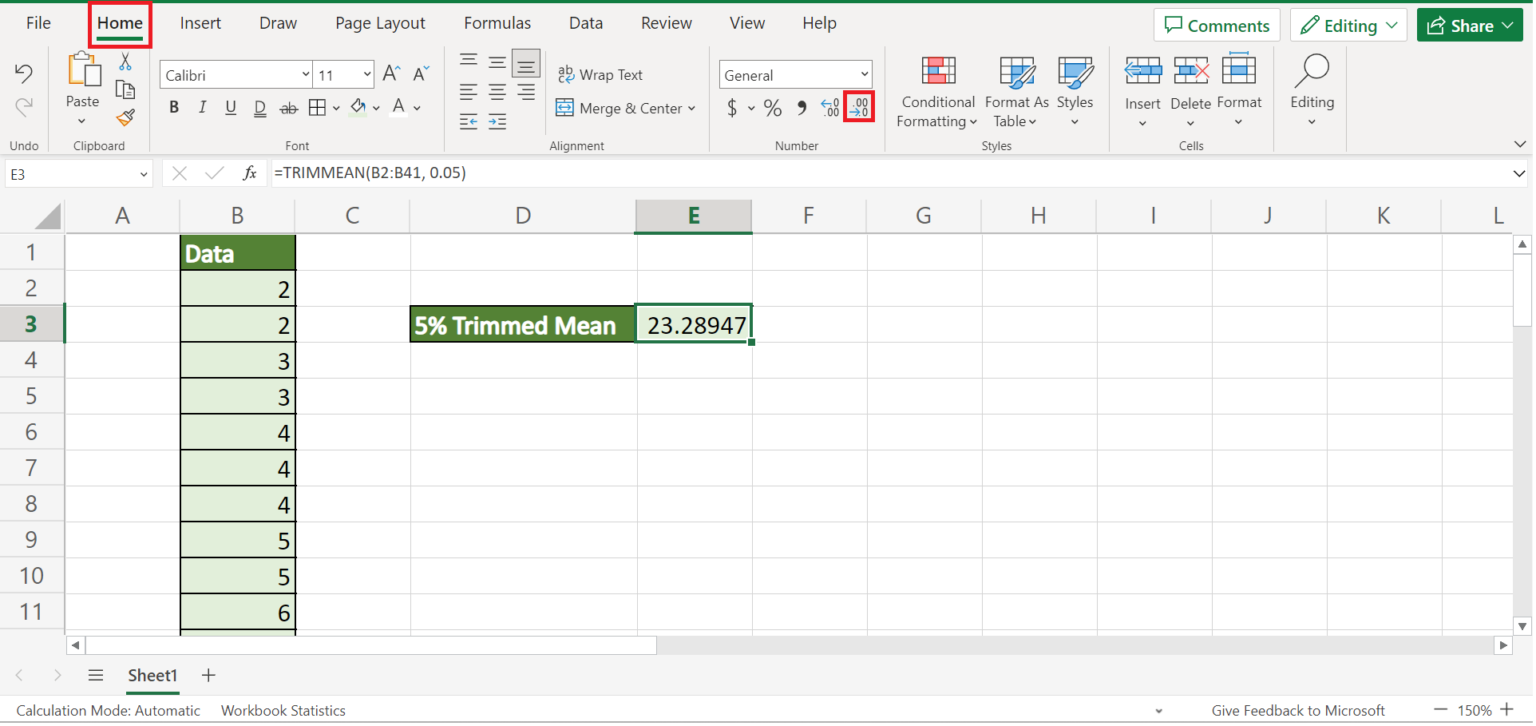 How To Calculate a Trimmed Mean in Excel - Sheetaki
