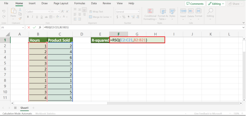 How to Calculate R-Squared in Excel - Sheetaki