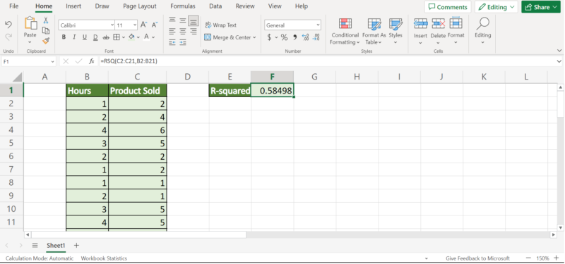 How to Calculate R-Squared in Excel - Sheetaki