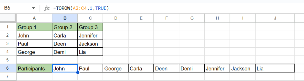How to Use the TOROW Function in Google Sheets - Sheetaki