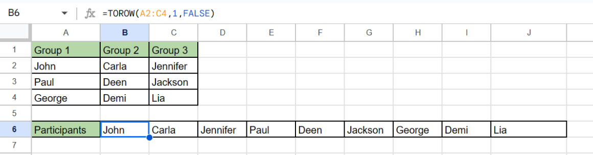 How to Use the TOROW Function in Google Sheets - Sheetaki