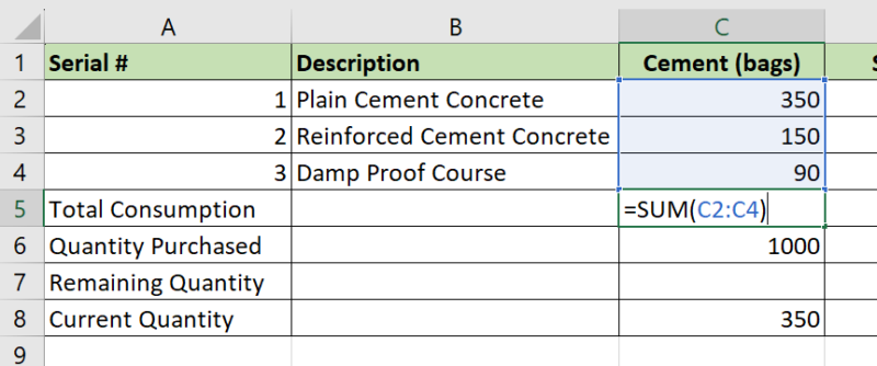 How to Create Material Reconciliation Format in Excel