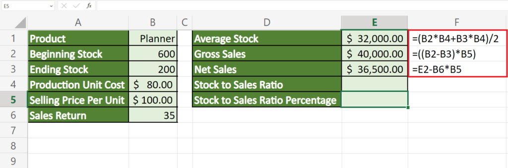 How to Calculate Stock to Sales Ratio in Excel - Sheetaki