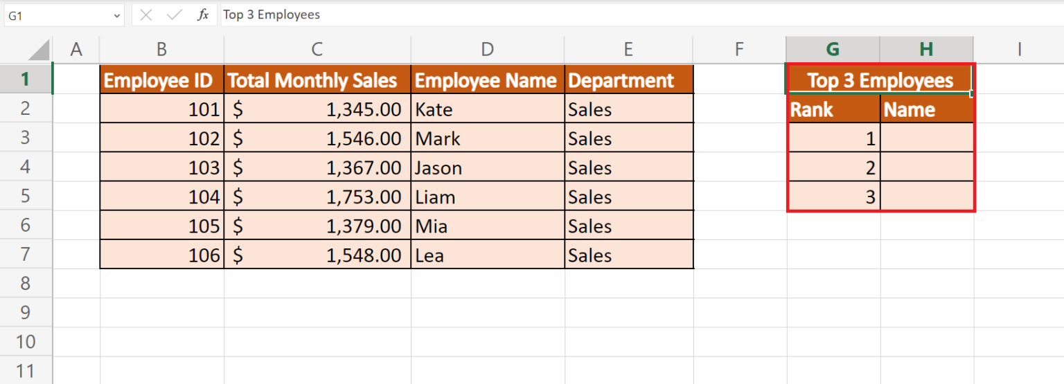How to Use LARGE Function with VLOOKUP Function in Excel