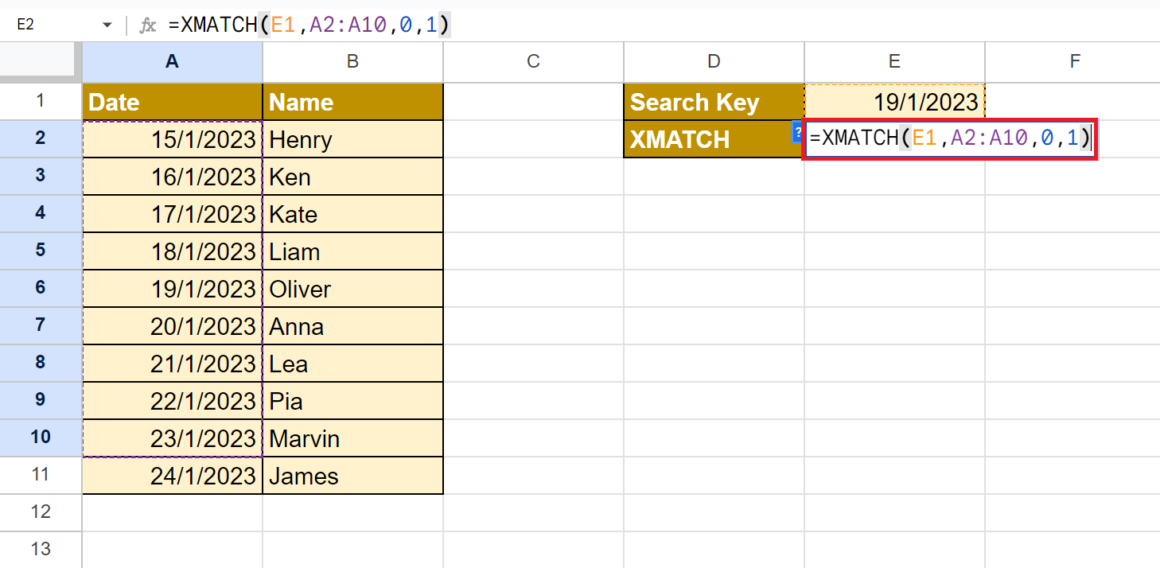 How to Use XMATCH Function in Google Sheets - Sheetaki