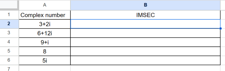 How to Use the IMSEC Function in Google Sheets - Sheetaki