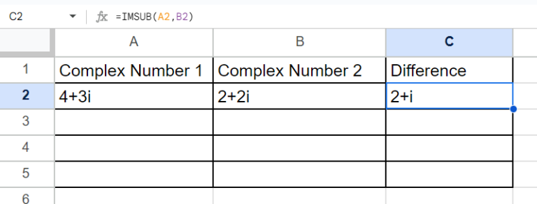 How to Use the IMSUB Function in Google Sheets - Sheetaki