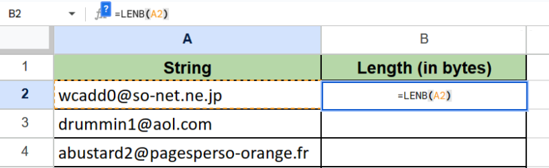 How to Use LENB Function in Google Sheets - Sheetaki