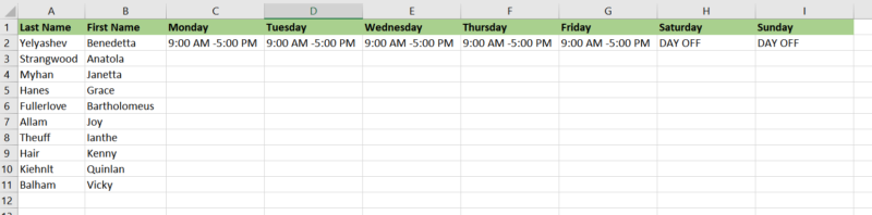 How to Make Employees Schedule in Excel - Sheetaki