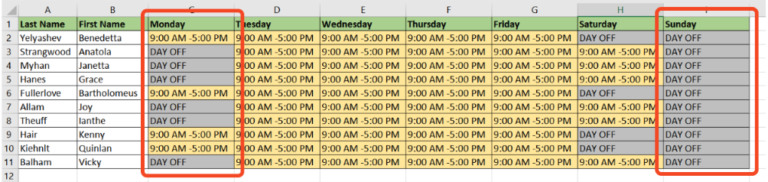 How to Make Employees Schedule in Excel - Sheetaki
