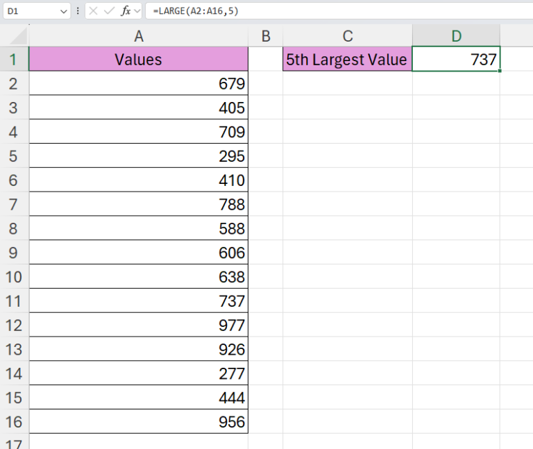 How to Use LARGE Function in Excel - Sheetaki