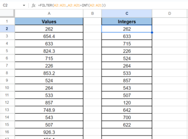 How to Filter Integers in Google Sheets - Sheetaki
