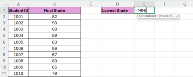 How to Use the MIN Function in Excel - Sheetaki