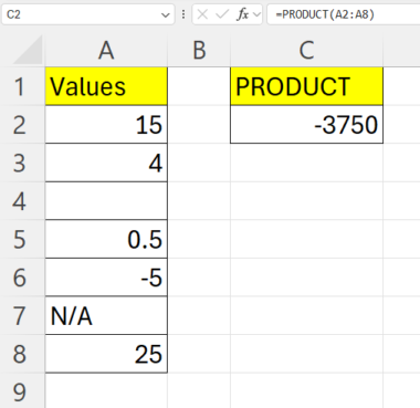 How to Use the PRODUCT Function in Excel - Sheetaki