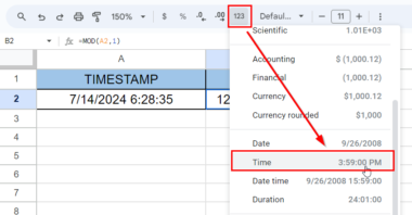How to Extract Time from DateTime in Google Sheets - Sheetaki