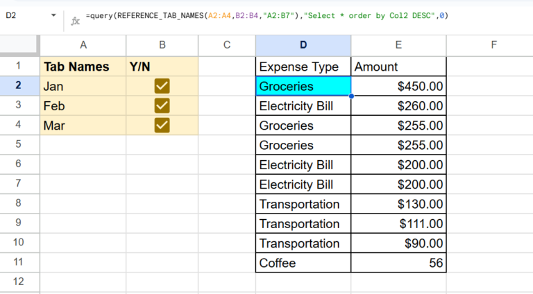 How to Reference a List of Tab Names in Query in Google Sheets - Sheetaki